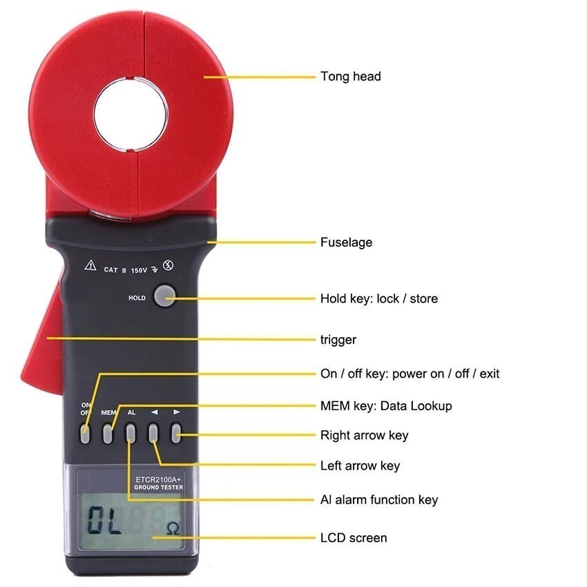 Jual Digital Clamp On Ground Earth Resistance Tester Meter ETCR 2100A ...