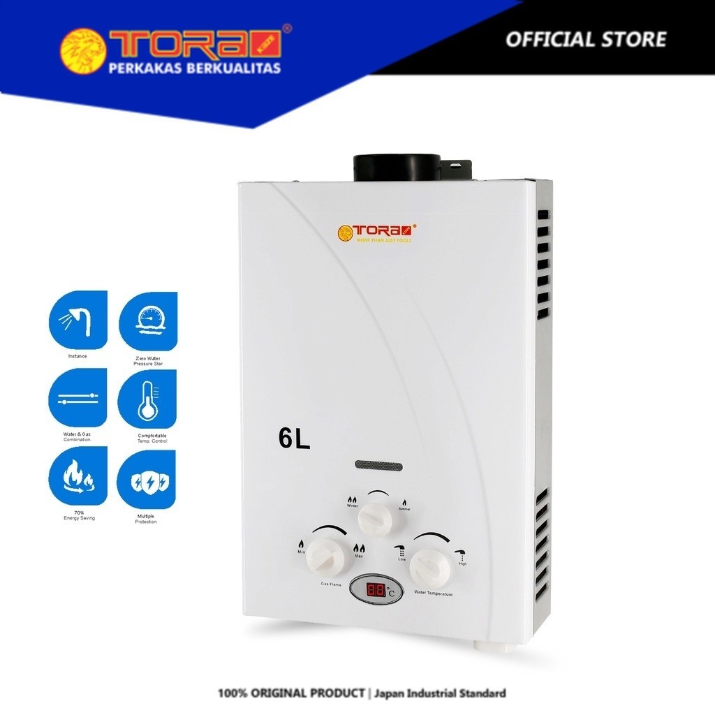 Jual TORA Pemanas Air Digital 6 Liter Gas LPG - Gas Water Heater GWH6B ...