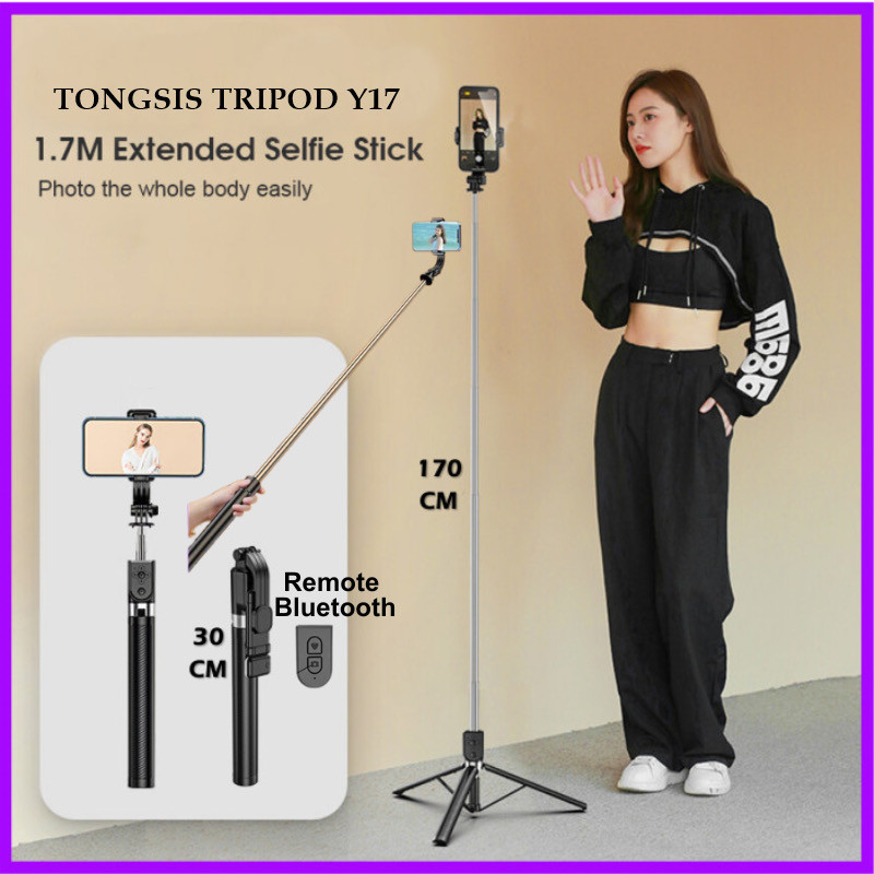 Jual Tongsis Selfie Tripod 170 CM Remote Bluetooth 3 In 1 Stick ...