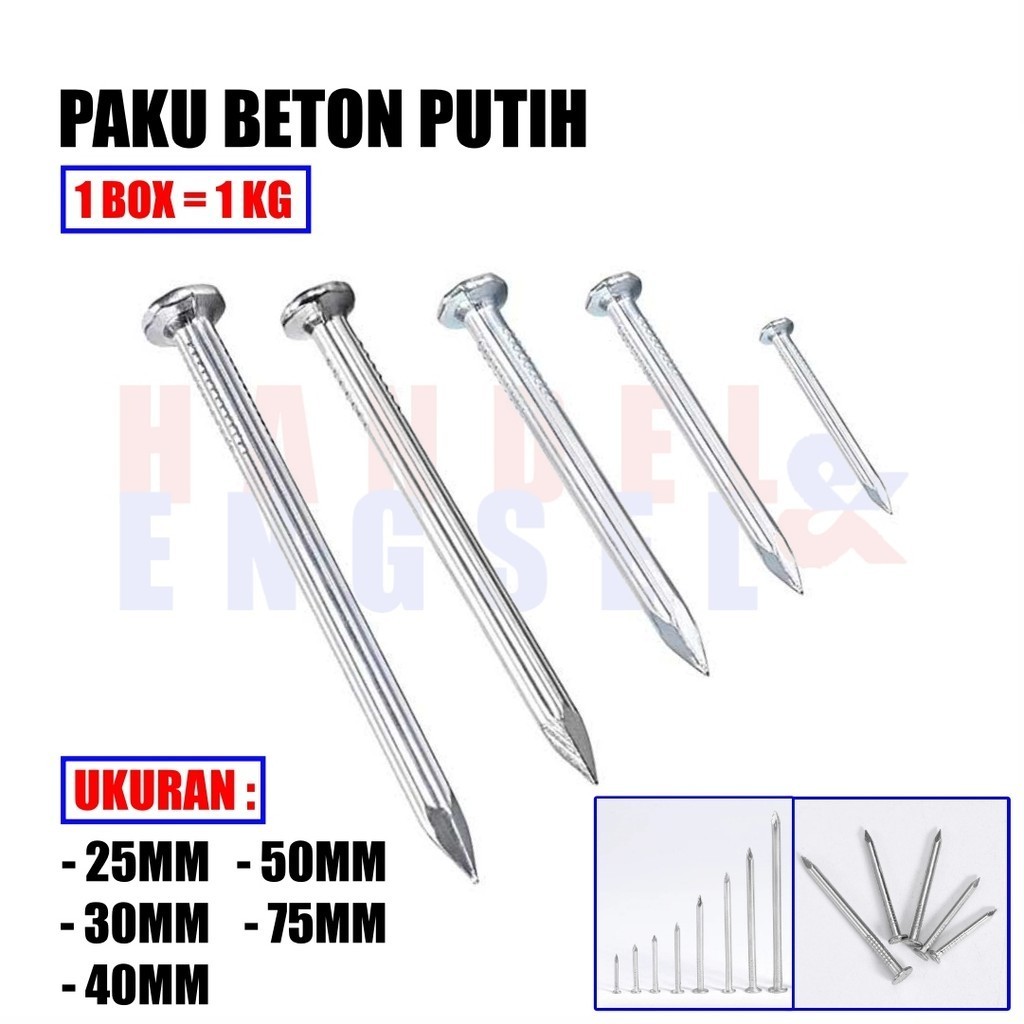 Jual Paku Beton Galvanis Putih Paku Beton Tembok Dinding 2.5 cm 3 cm 4 cm cm 7 cm per 1 kg ...