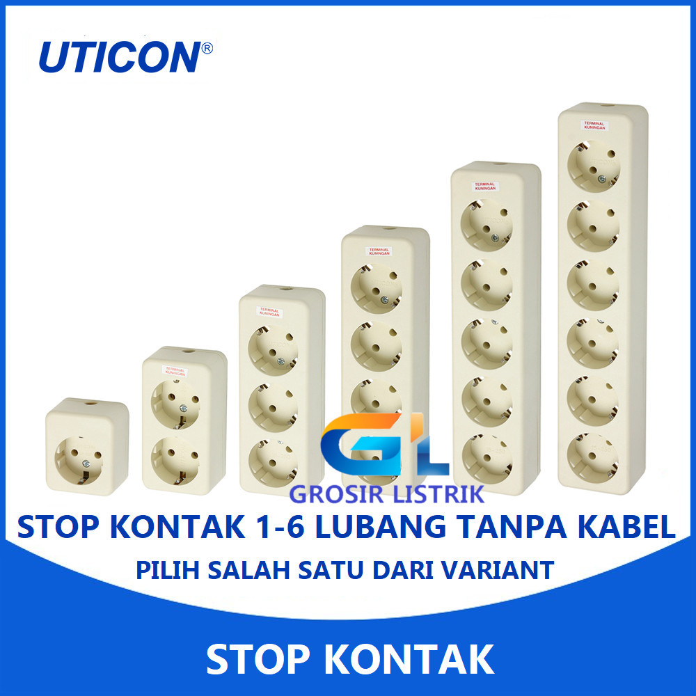 Jual Uticon Stop Kontak Arde 1 2 3 4 5 6 Lubang Tanpa Kabel ST-118 ST-128 ST-138 ST-148 ST-158 ...