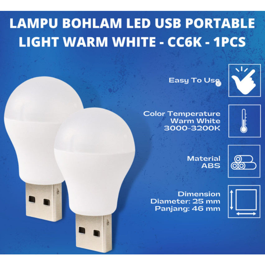Jual Lampu Bohlam LED Mini USB Portable Light Lampu Baca HP Hias Kecil ...
