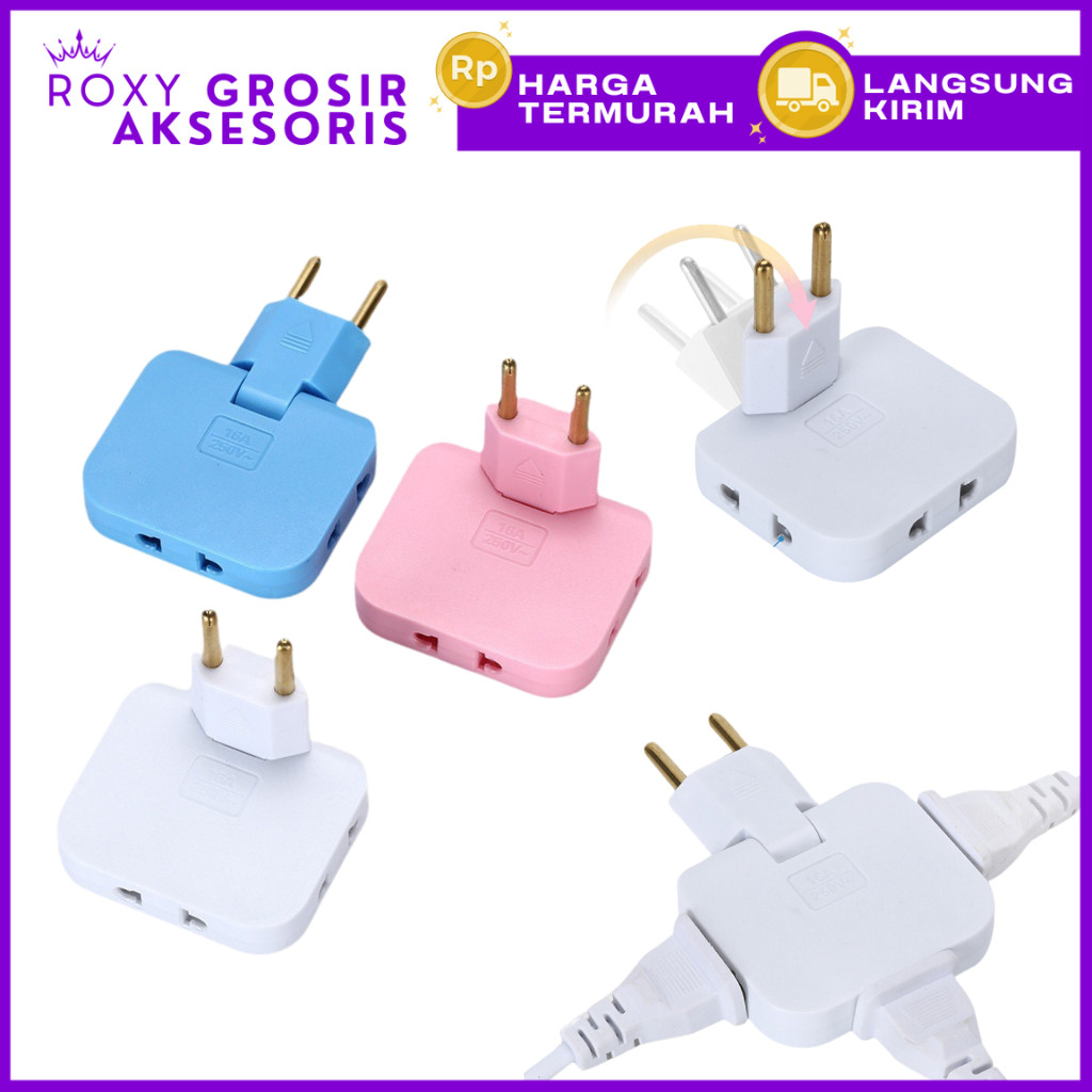 Jual Stop Kontak Lipat 3 Lubang Power Socket Steker Plug 3in1 Folding ...