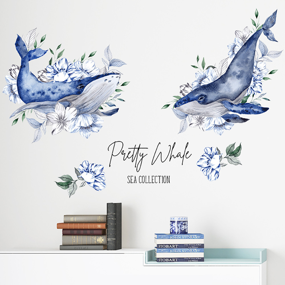 Jual stiker dinding 2 paus biru dari bahan vinyl, mudah ditempel dan ...