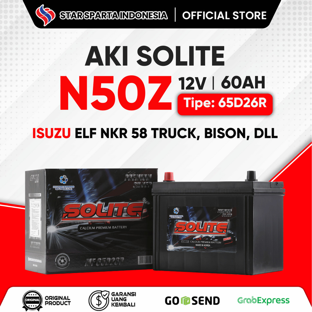 Jual Solite - Aki N50Z 12V 60Ah untuk Isuzu ELF NKR 58 Truck, BISON ...