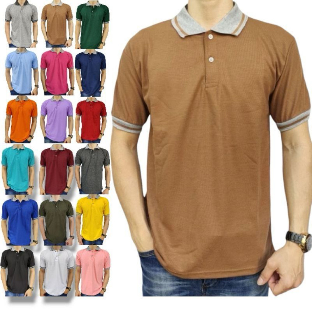 Jual KAOS POLO SHIRT LENGAN PENDEK KERAH KOMBINASI BAJU PRIA WANITA ...