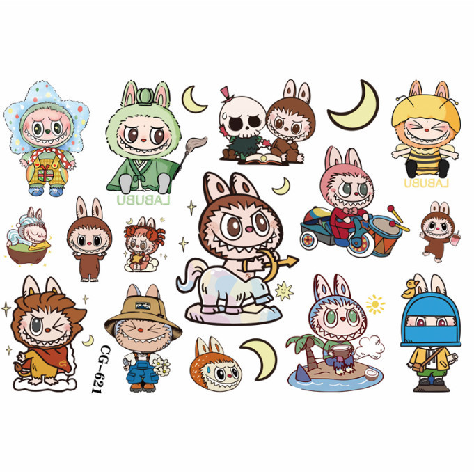 Jual J2 - Stiker tattoo Labubu temporary Sticker tato capy lucu ...