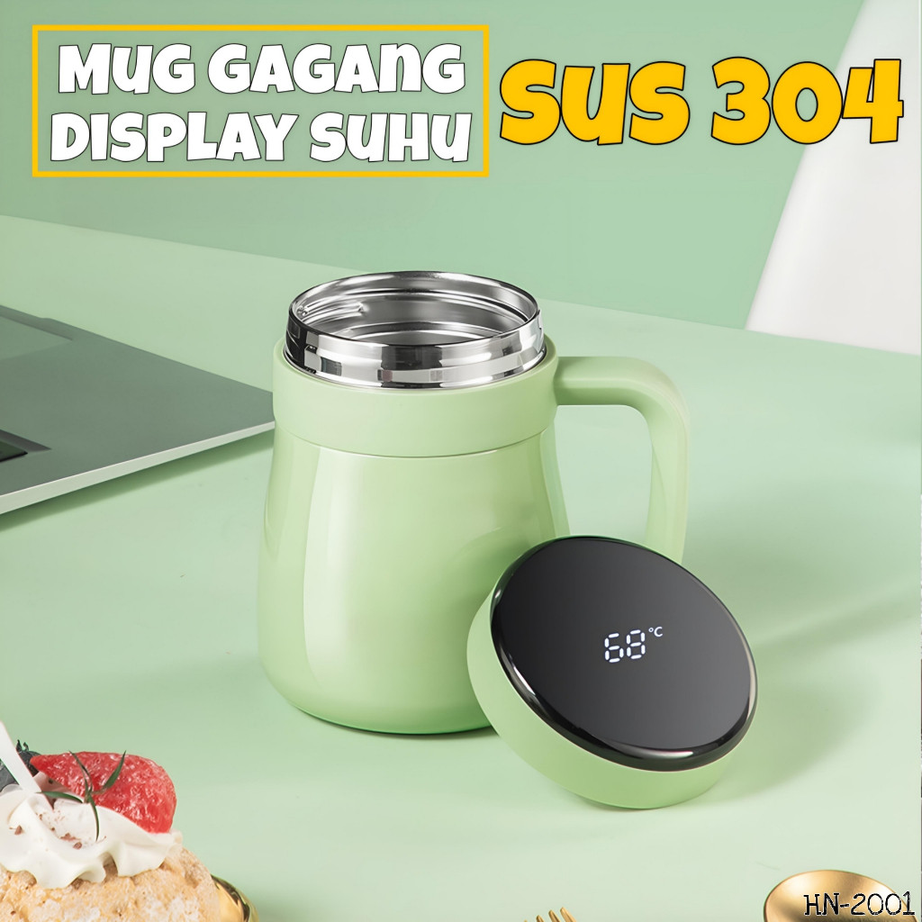 Jual Termos Cangkir Mug Kantor Stainless Steel SUS 304 Suhu LED Double Wall+Saringan 530ml ...