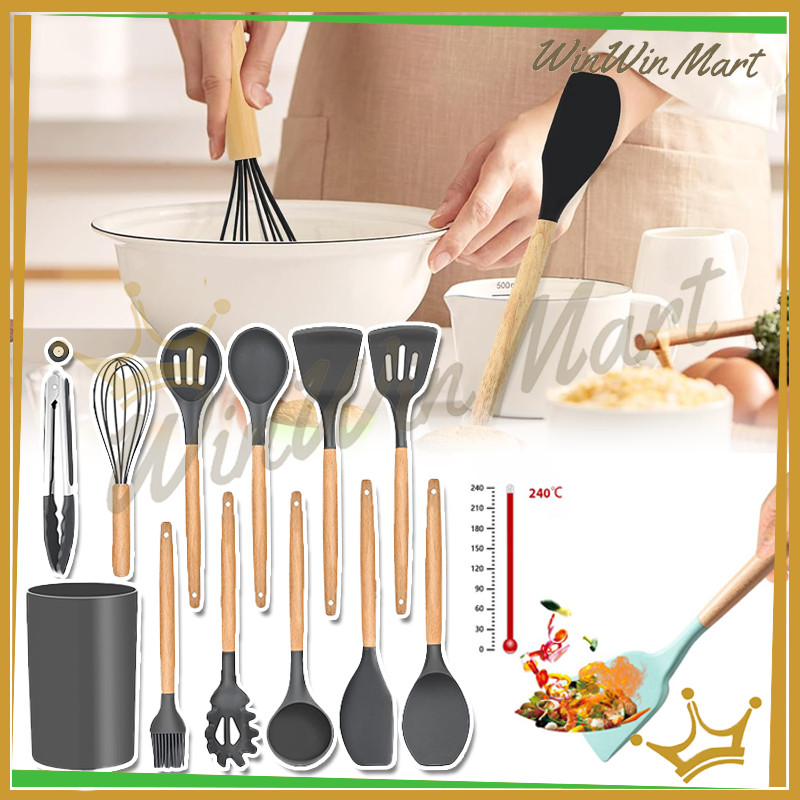Jual Sillicone Spatula Utensil Set 12 in 1/Peralatan Silikon Sutil ...