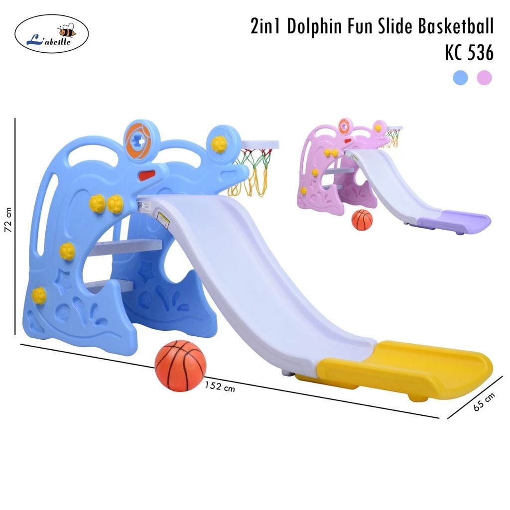 Jual Labeille KC 536 2in1 Dolphin Fun Slide Basketball / Perosotan Anak ...