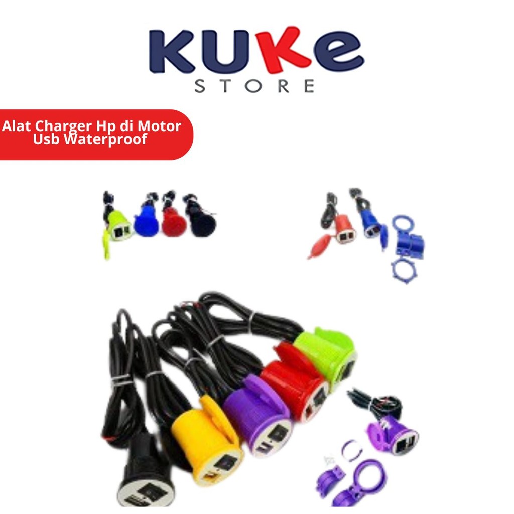 Jual Alat Charger Hp di Motor Usb Waterproof Cas Aki Tombol ON OFF ...