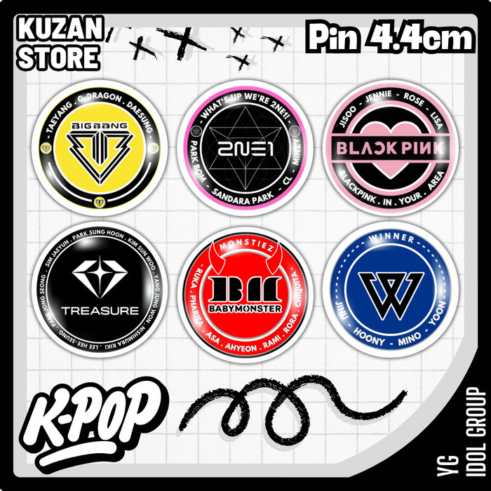 Jual Pin Logo KPOP 4.4 cm (YG Idol Group Logo) / Pin Badge / Pin Button / Pin Peniti / Pin Press ...
