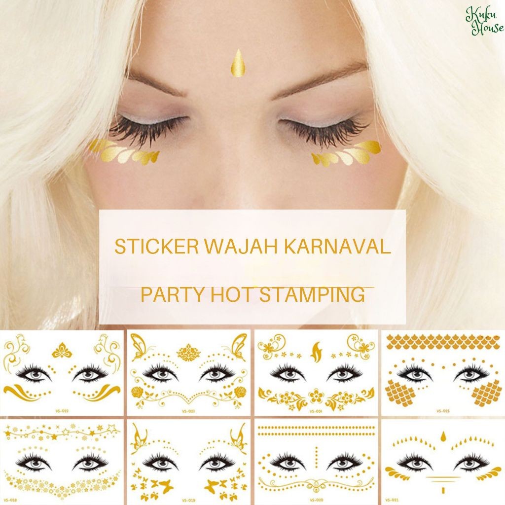 Jual Sticker Karnaval Party Face Sticker Wajah Premium Gold Elegant ...
