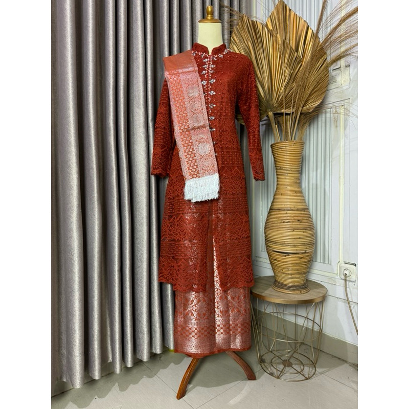 Jual BA- Set kebaya tunik brukat payet Songket +Selendang / Kebaya ...