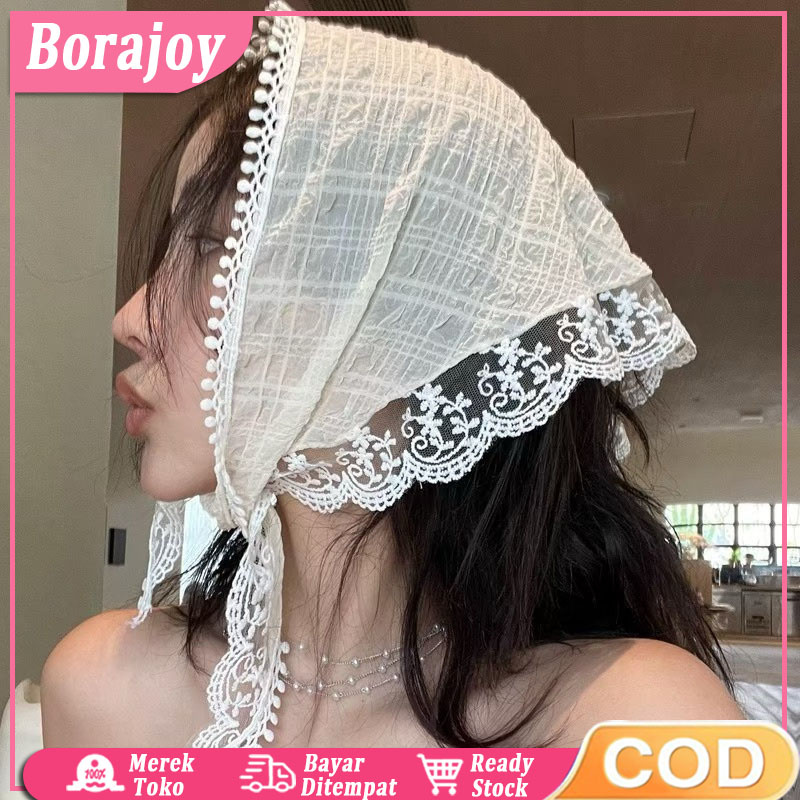 Jual Jilbab ikat kepala Aesthetic Lace Scarf Syal Renda Wanita Korea ...