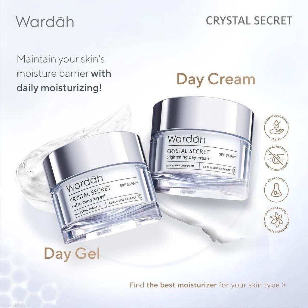 Jual Wardah Crystal Secret Day Cream/Day Gel/Night Cream 30 gr | White ...
