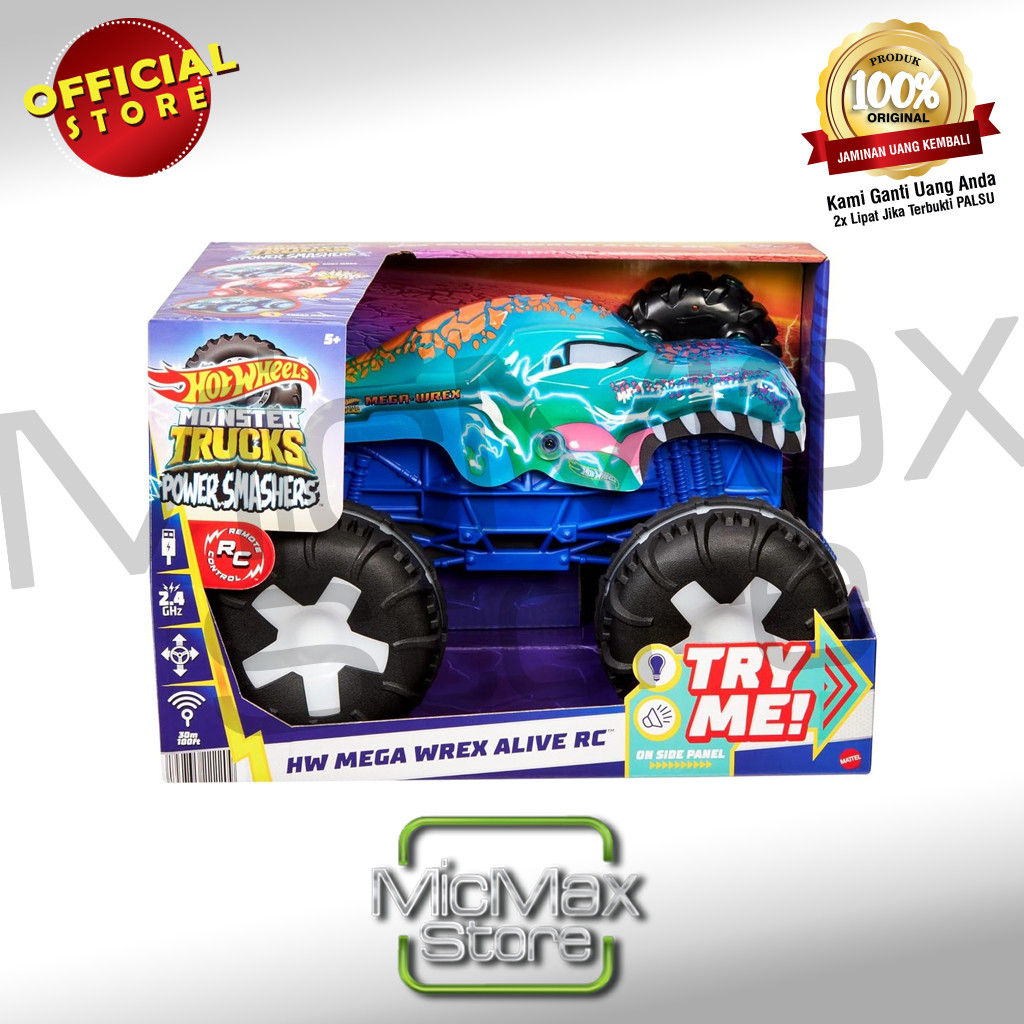 Jual Hot Wheels HOTWHEELS Monster Trucks RC Oversized Mega Wrex Alive ...