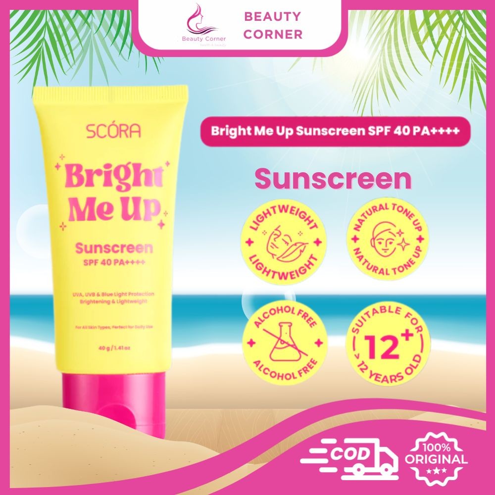 Jual Scora Bright Me Up Sunscreen SPF 40 PA++++ - 40g | Shopee Indonesia