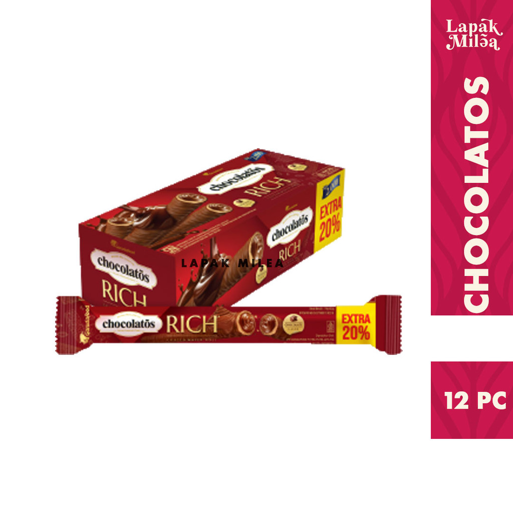 Jual Chocolatos Rich Wafer Roll Double Choco Isi 12 pc | Shopee Indonesia