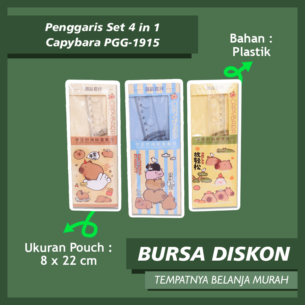 Jual Penggaris Set 4 in 1 Capybara PGG-1915 Untuk Matematika Menggaris ...