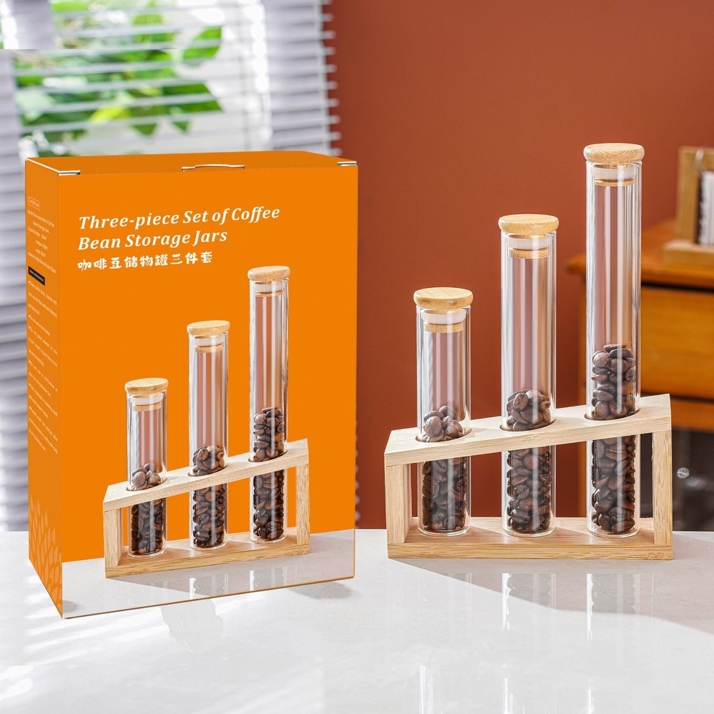 Jual Coffee Storage Tube Set - Tabung Kaca Display Penyimpanan Biji ...