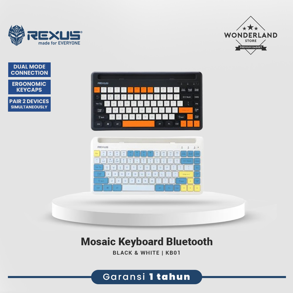 Jual Rexus Keyboard Bluetooth Mosaic KB01 Dual Connection Keyboard ...