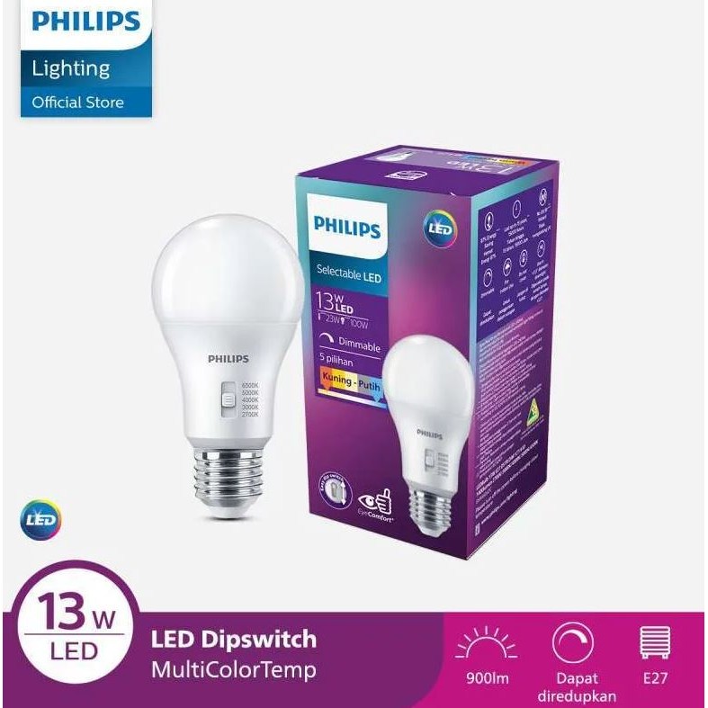 Jual lampu led Philips LED DIPSWITCH 13w 13 watt 5 warna Color bisa ...