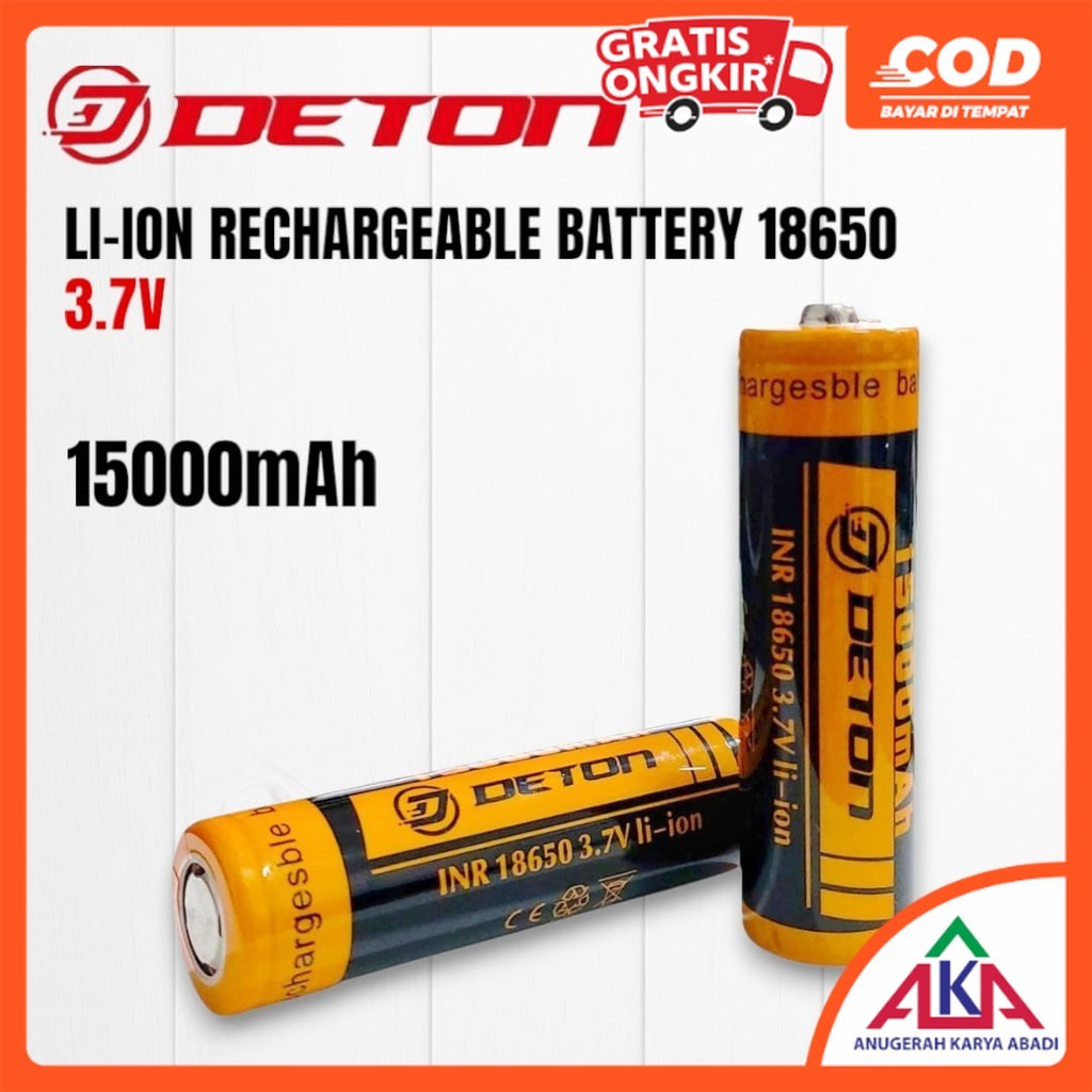 Jual DETON Baterai / Batre Cas 18650 Li-Ion 3.7V 15000mAh Rata / Flat ...