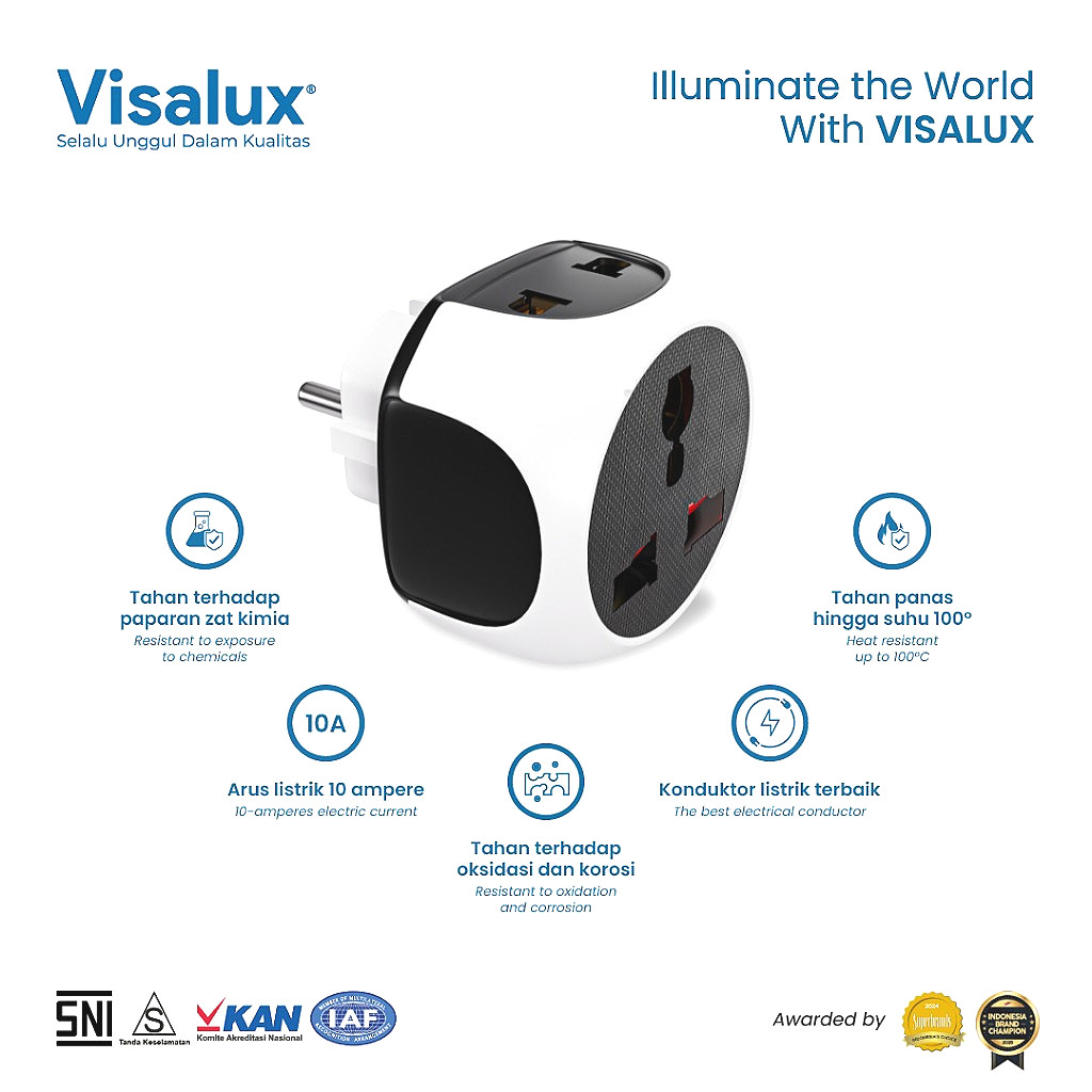 Jual Visalux Steker T 3 Cabang Plug Kombinasi Football 3 Way Steker ...