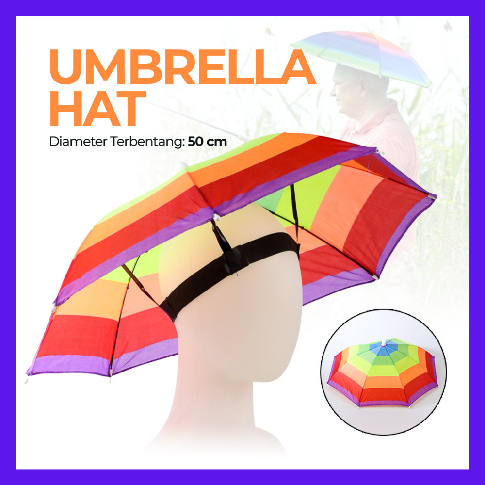 Jual inovasi_tani-Topi Payung Headband Umbrella Hat Topi Mancing Golf ...