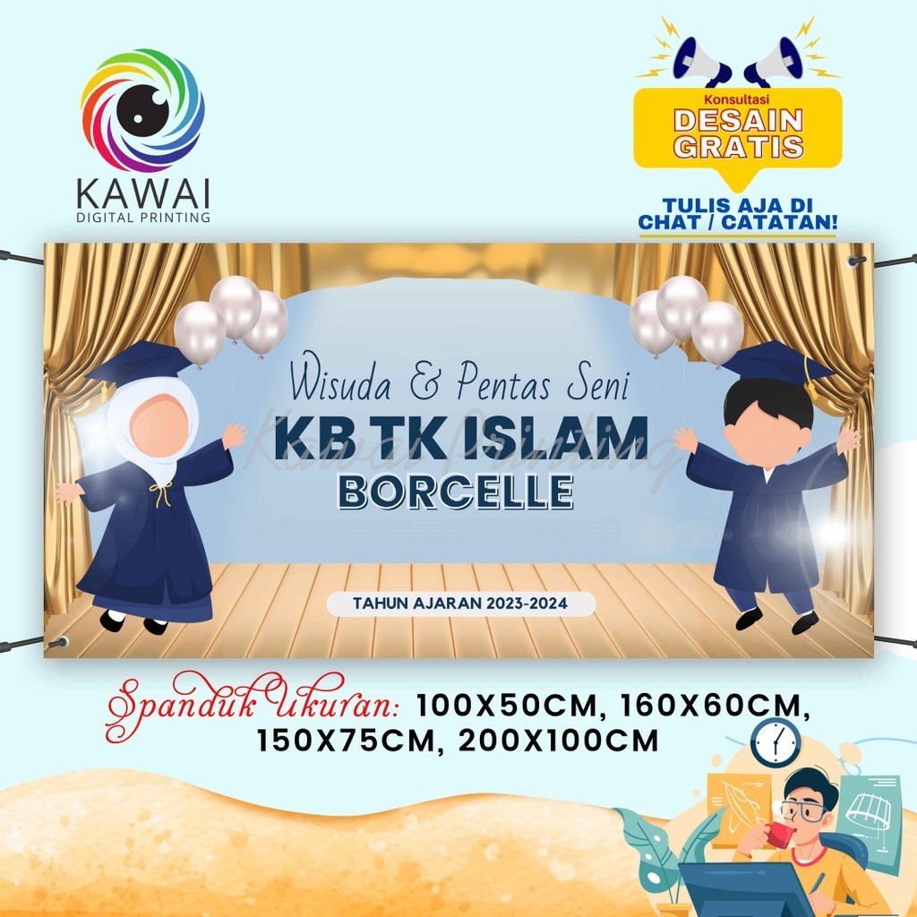 Jual Spanduk Banner MMT Wisuda Dan Pentas Seni Biru Bisa Rekuest ...