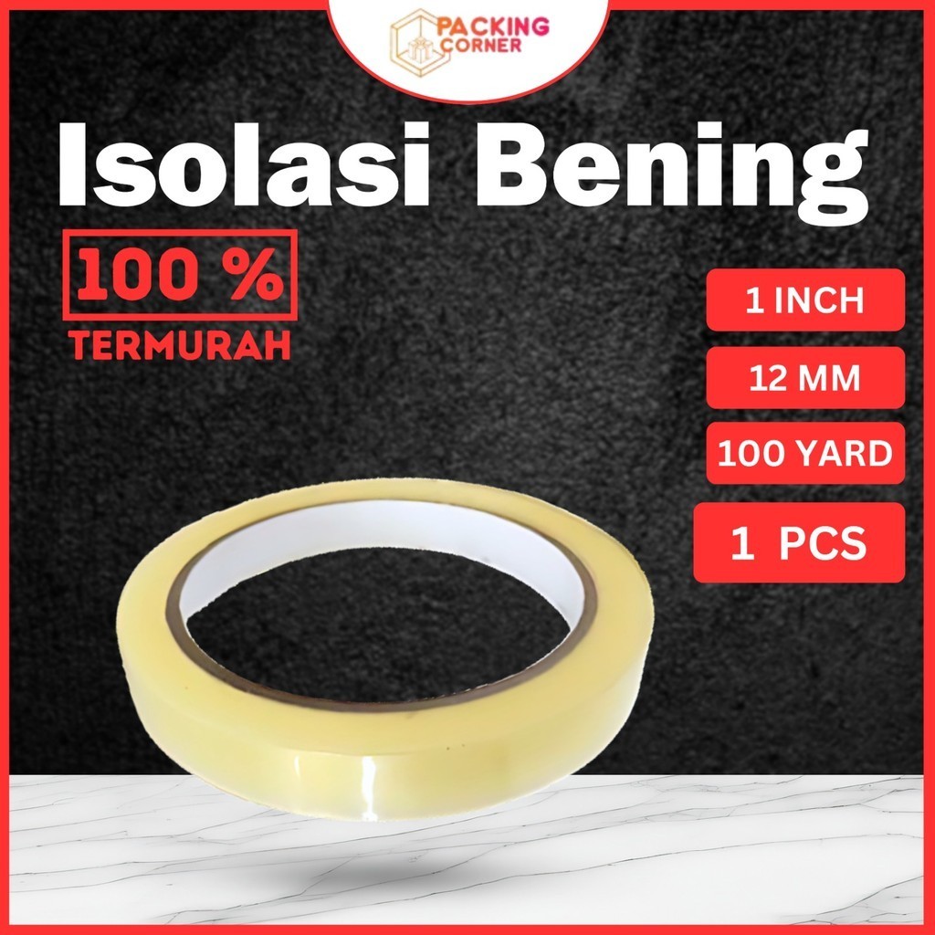 Jual Lakban Selotip 12mm x 100 Yard Isolasi Bening ATK Tape 0,5 1/2 ...