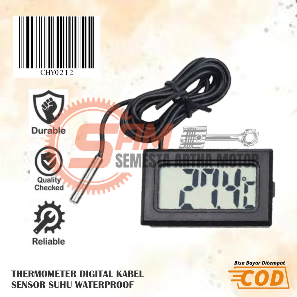Jual Thermometer Digital Kabel Sensor Suhu Waterproof Interio Eksterior ...