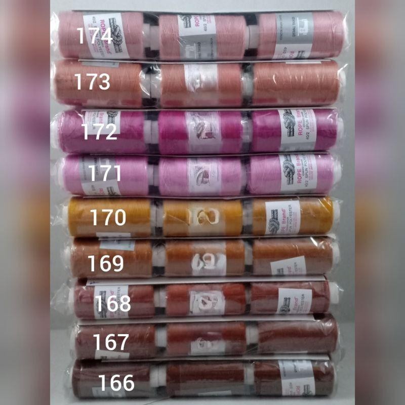 Jual 1 Lusin Benang Jahit Rope Brand Tambang 40/2 isi 500Y Warna No 166 - 174 | Shopee Indonesia