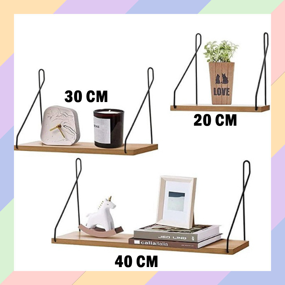 Jual DR05 Rak Dinding KAYU Besi Hanging Storage Organizer Ambalan Rak ...