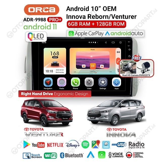 Jual Head Unit Android Auto CarPlay PRO+ GE 2 DVR Toyota INNOVA Reborn ...