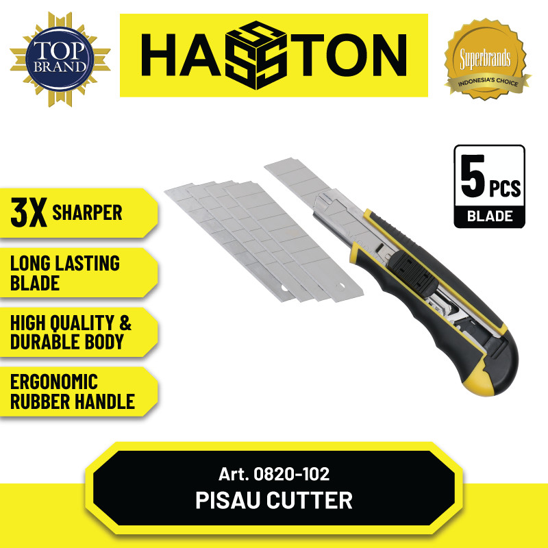 Jual Hasston Pisau Cutter Handle Plastik 18mm+5 Pcs Blade (0820-102 ...