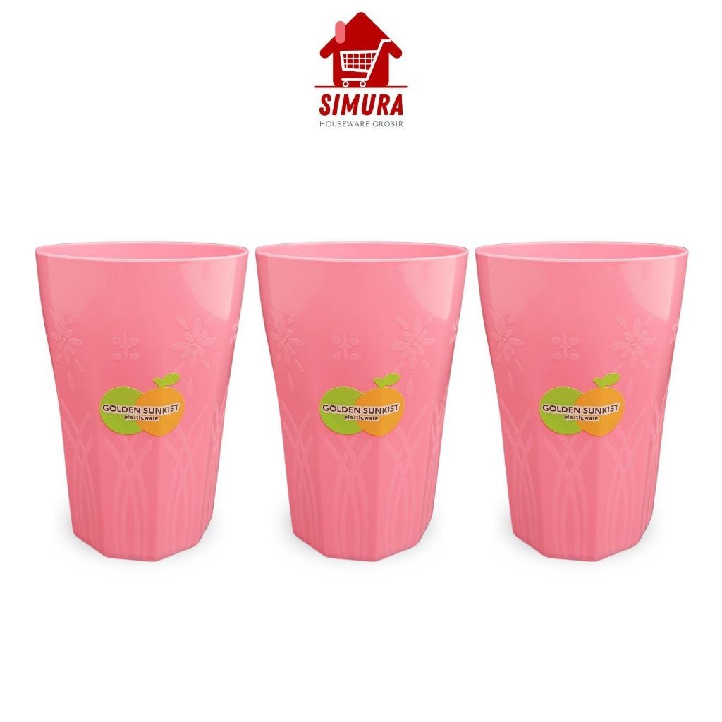 Jual 3PCS GELAS MINUM PINK GOLDEN SUNKIST ( G 5019 Pi ) | Shopee Indonesia