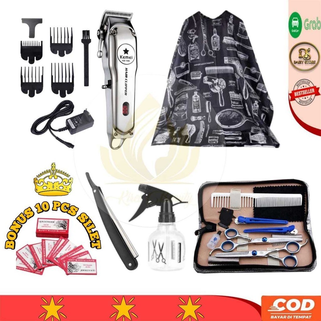 Jual [COD] Paket Alat Cukur Rambut Elektrik Kemei 1996 Profesional Barbershop Gunting Rambut ...