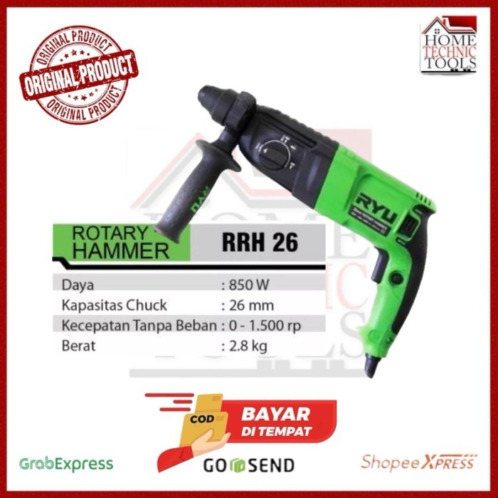 Jual RYU RRH 26 MESIN BOR BOBOK BETON 3 FUNGSI - ROTARY HAMMER 26MM | Shopee Indonesia