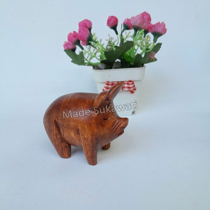 Jual Kerajinan patung kayu Babi pig mini handmade hiasan Bali - -+8cm ...
