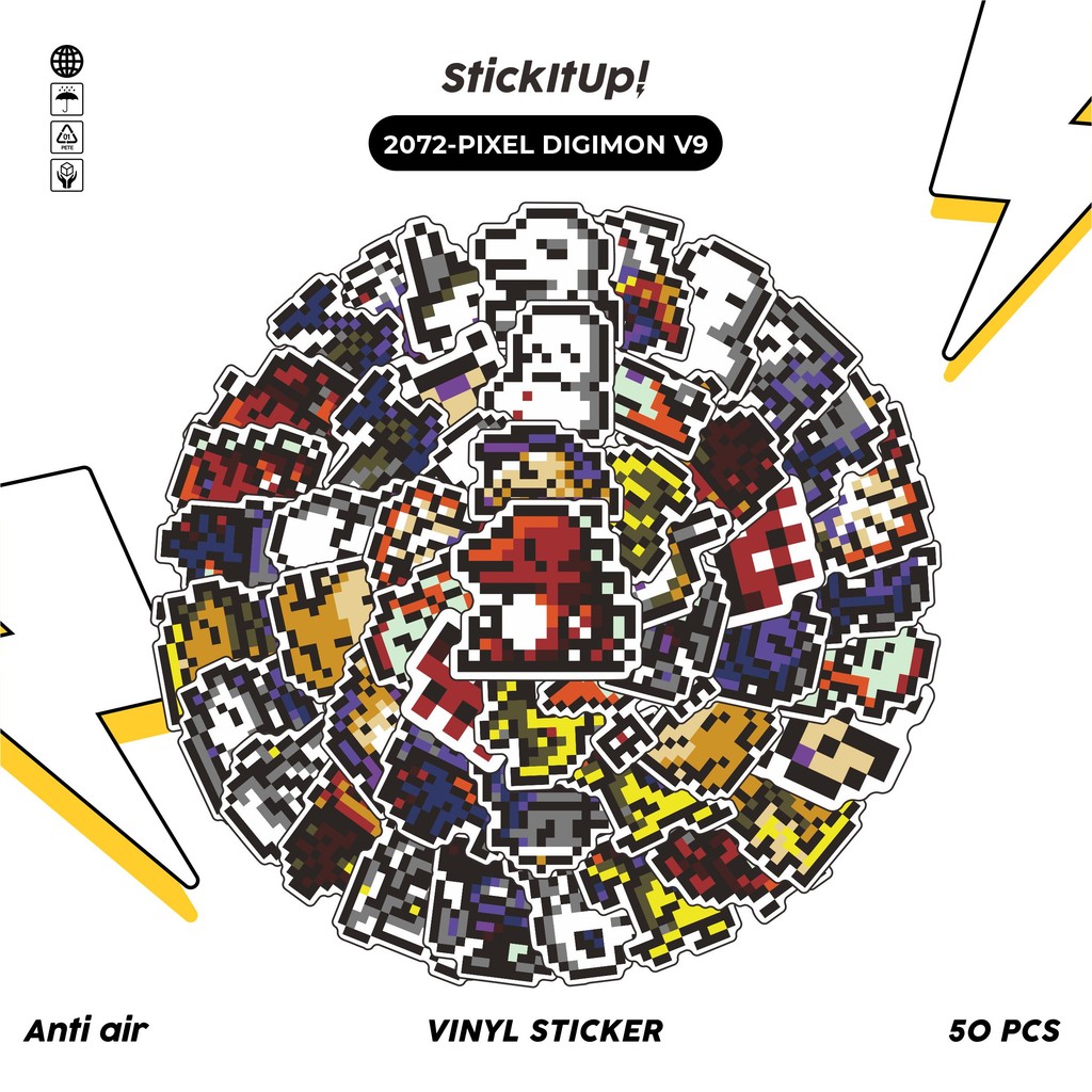 Jual COD 50 Pcs Stiker Pack PIXEL DIGIMON V9 Lucu Aesthetic Vynil ...