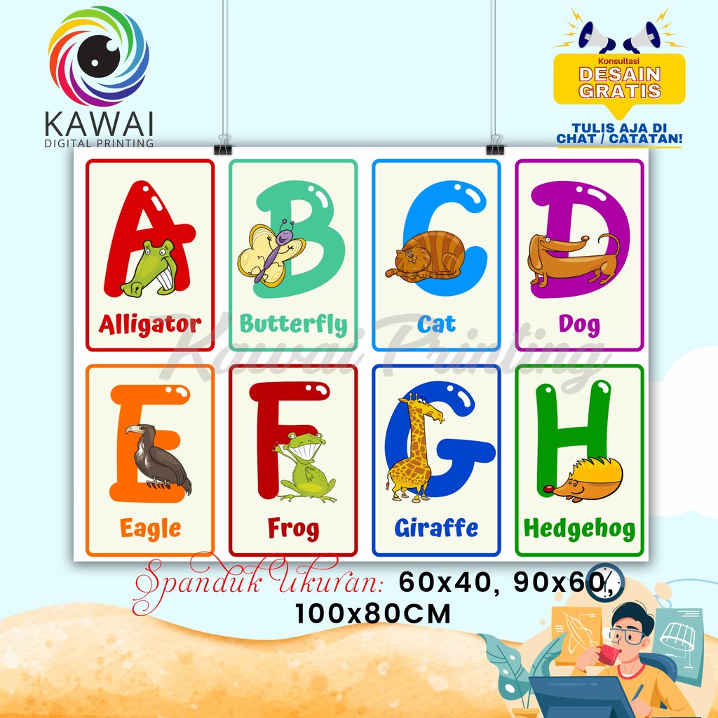 Jual SPANDUK / BANNER Huruf Abjad Alphabet Free Desain | Shopee Indonesia