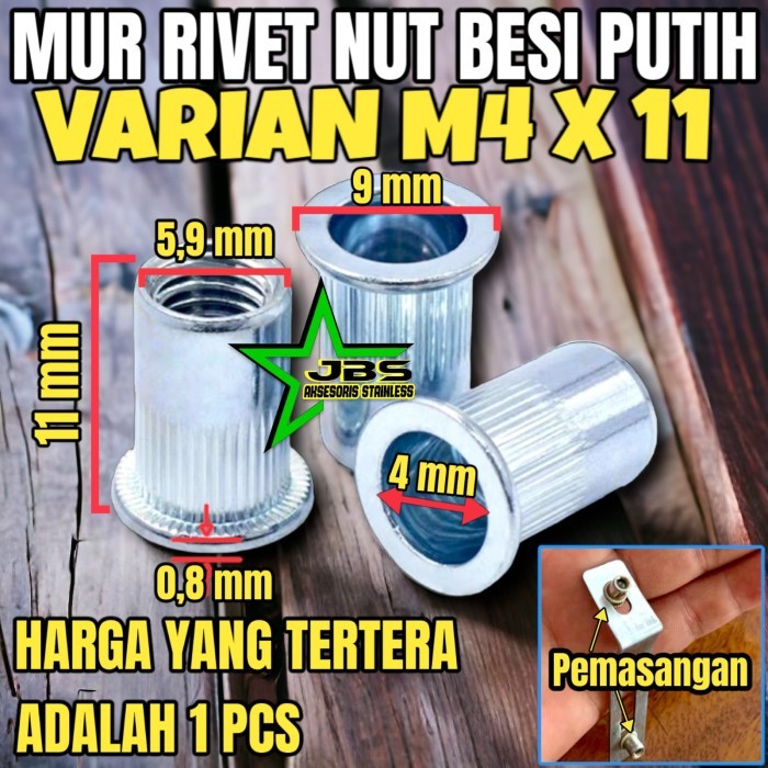 Jual SA99 MUR RIVET NUT PUTIH RIVNUT BESI CARBON STEEL - NUTSERT TANAM ...
