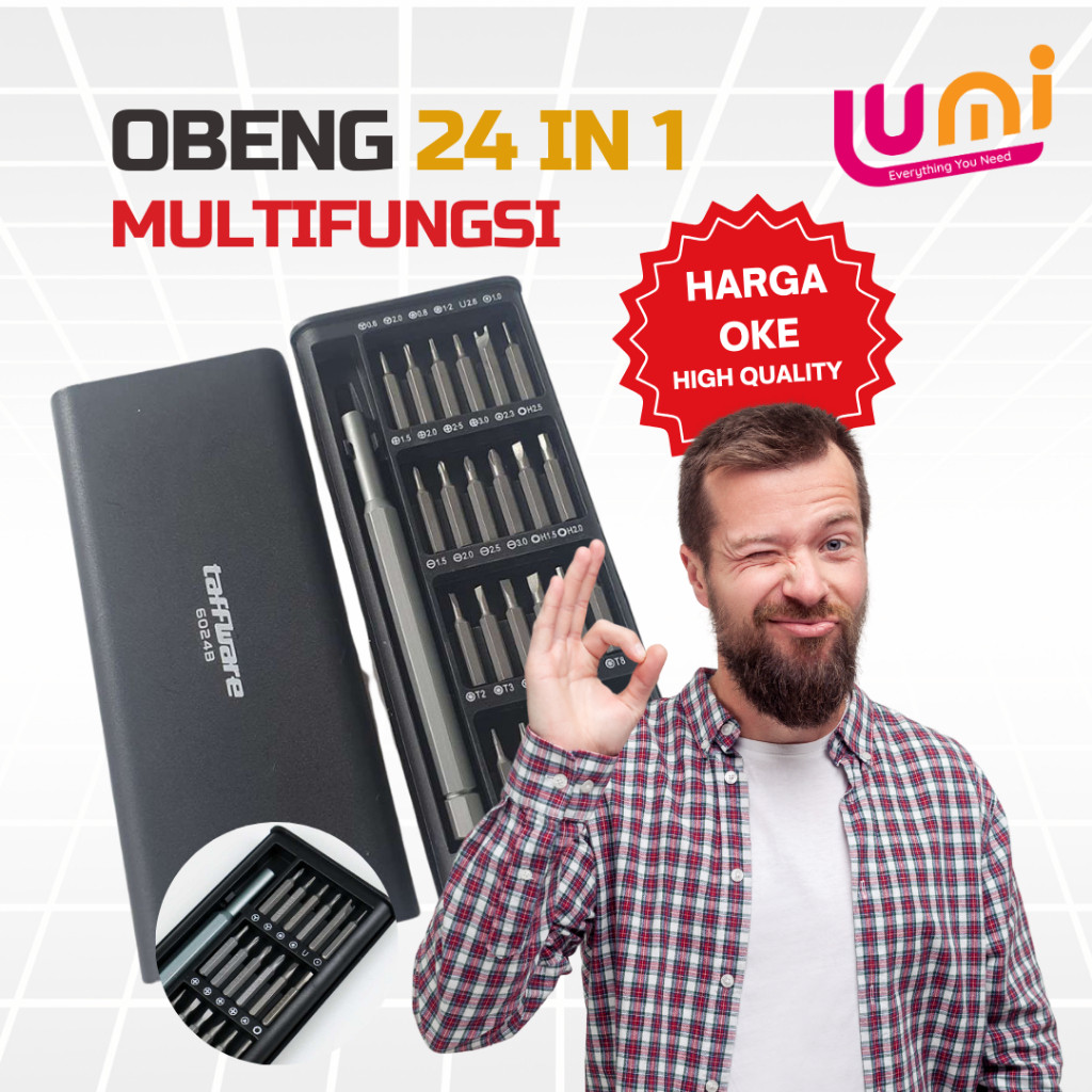 Jual Obeng Set Kecil 24 In 1 Magnetic Premium Multifungsi Dengan ...