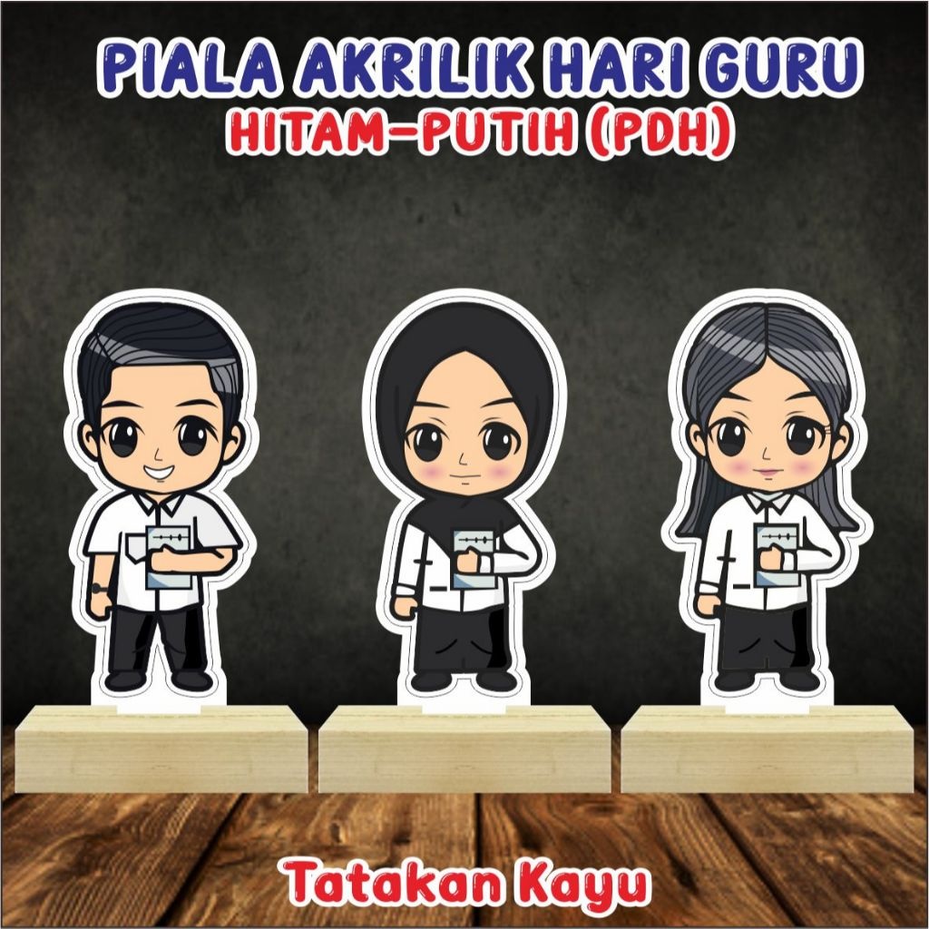 Jual (Edisi 1 PDH Hitam-Putih) Piala Souvenir Hari Guru Nasional PNS ...