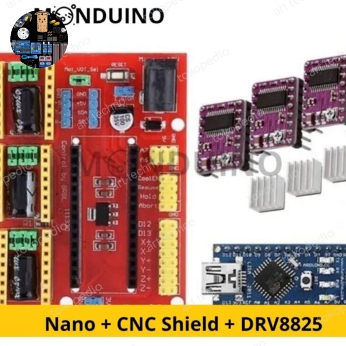Jual Nano CNC Shield v4 driver drv8825 with heatsink v4.0 Arduino_ by Inspire Id | Shopee Indonesia