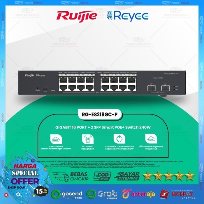 Jual RG-ES218GC P Ruijie - GIGABIT Switch 16 PORT + 2 SFP 240W Smart ...