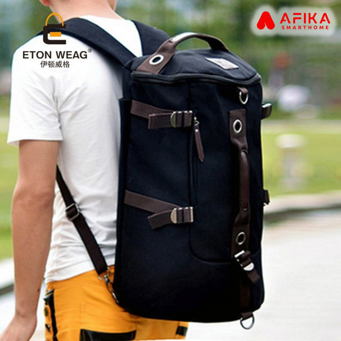 Jual Tas Ransel Kanvas Pria Ukuran Besar Barrel 2in1 Handle dan ...