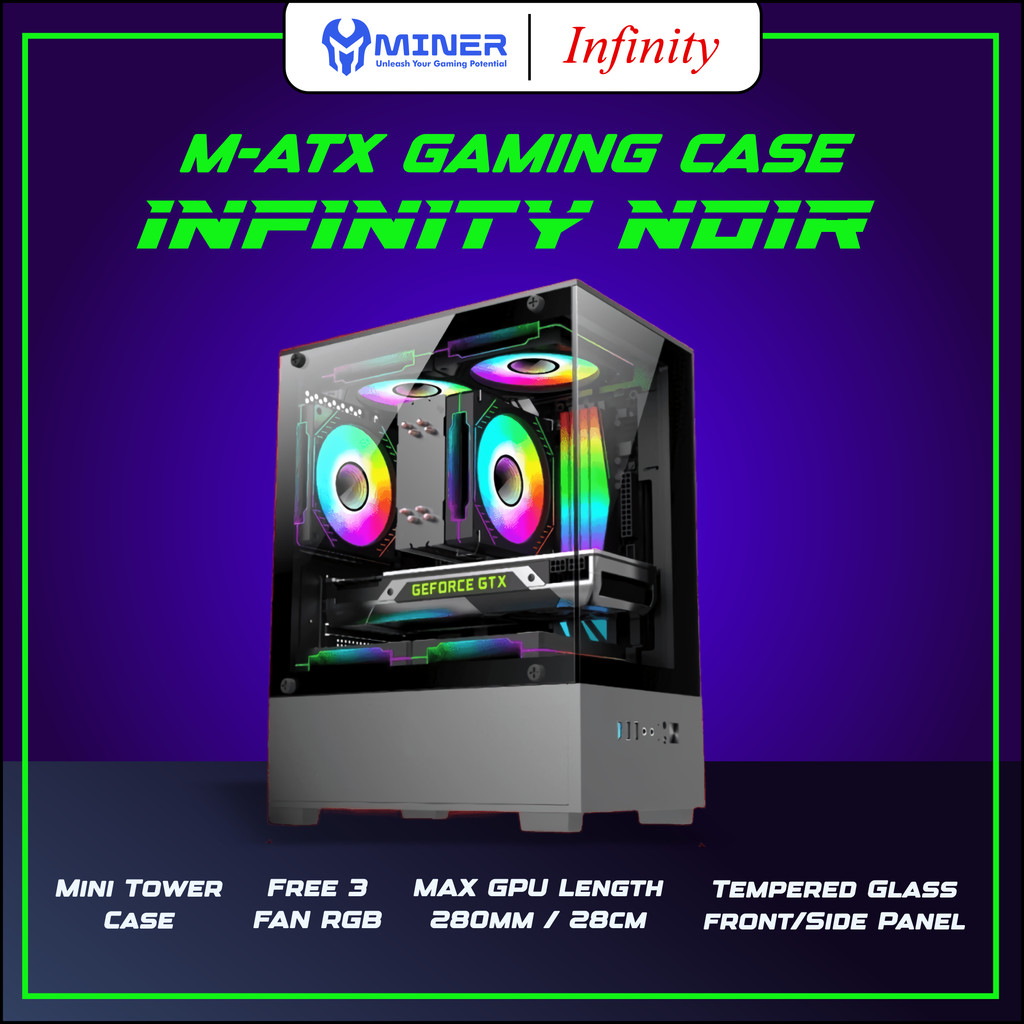 Jual Casing PC Gaming Infinity Noir M-ATX Gaming Case Tempered Glass ...
